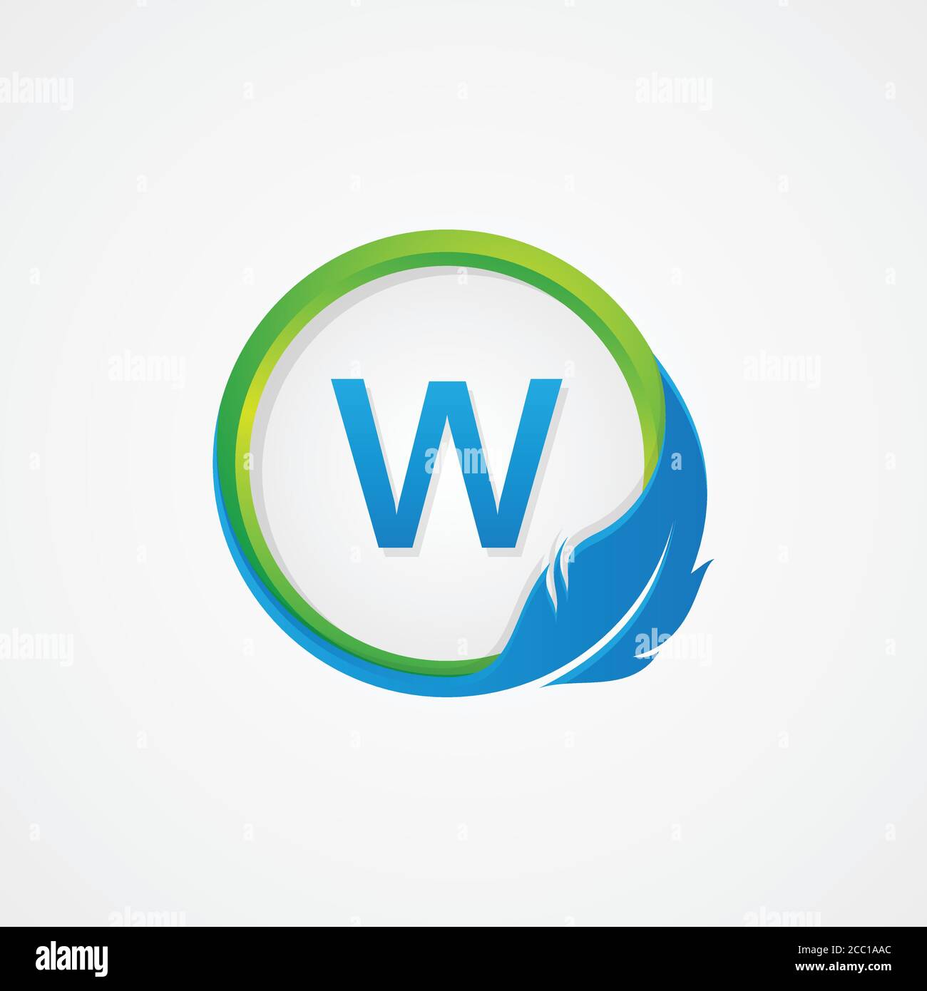 Letter W inside Round shaped feather icon for element design symbol ...