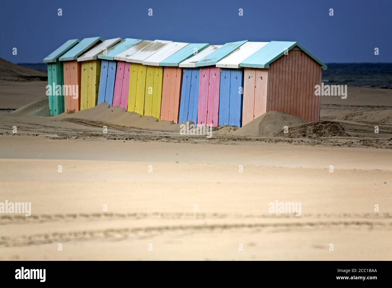 France, Pas-de-Calais, Opal Coast, Berck beach, bathing huts Stock ...