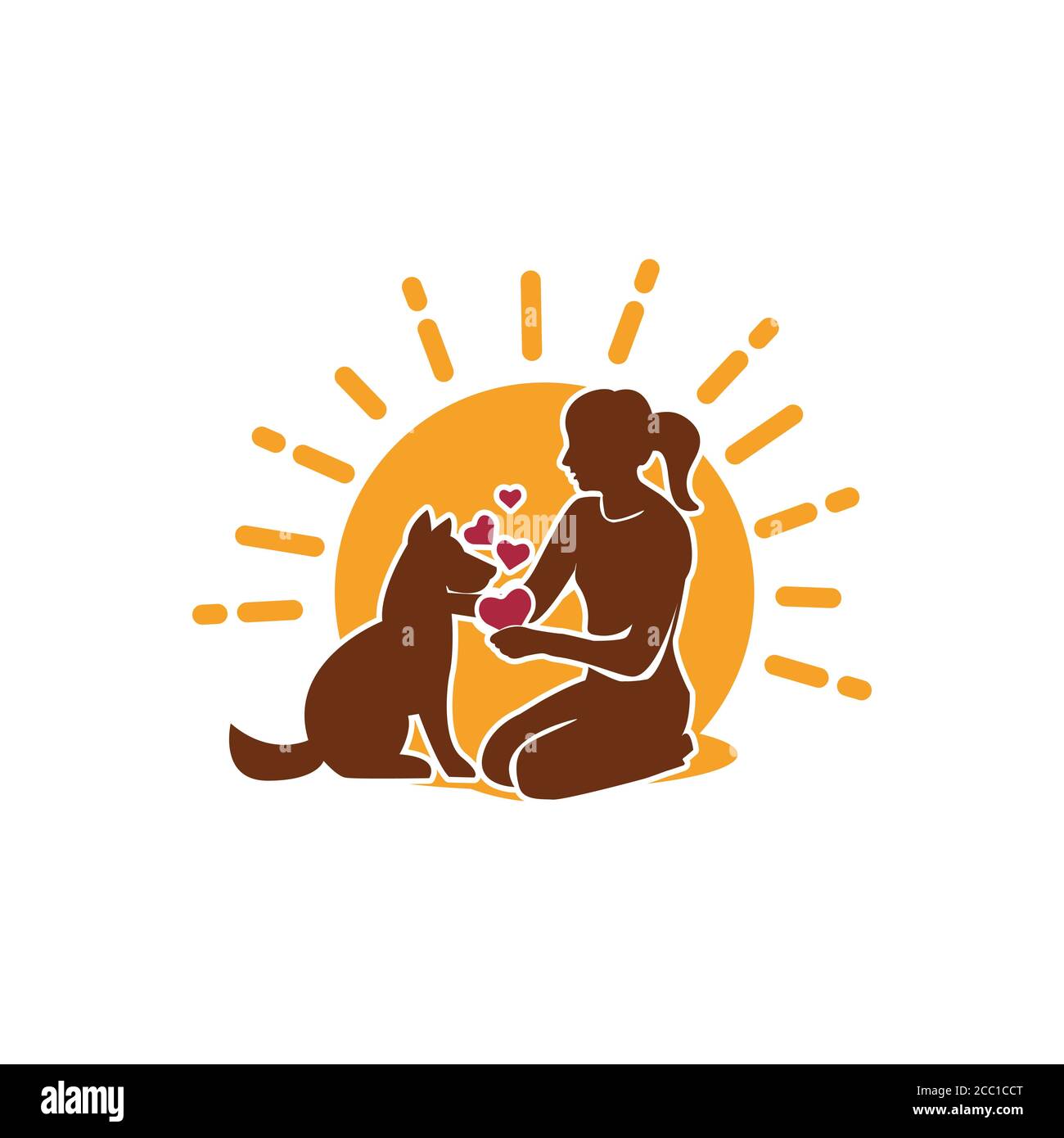 Vector concept design symbol women with dog. Love dog concept design ...