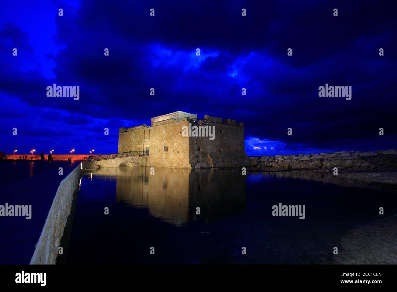 Cyprus, Paphos, the Paphos castle at night Stock Photo - Alamy