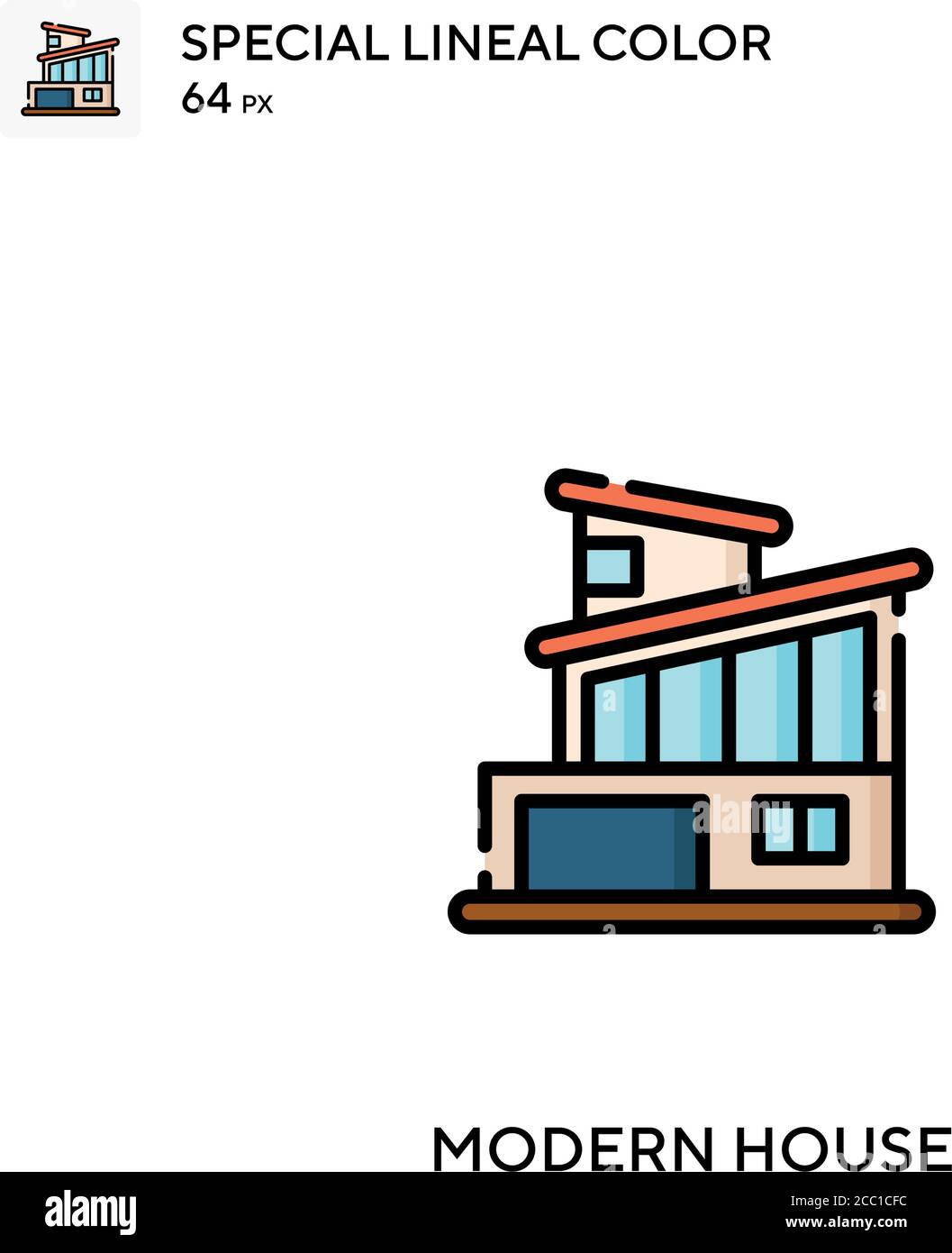 Modern house Special lineal color vector icon. Modern house icons for ...