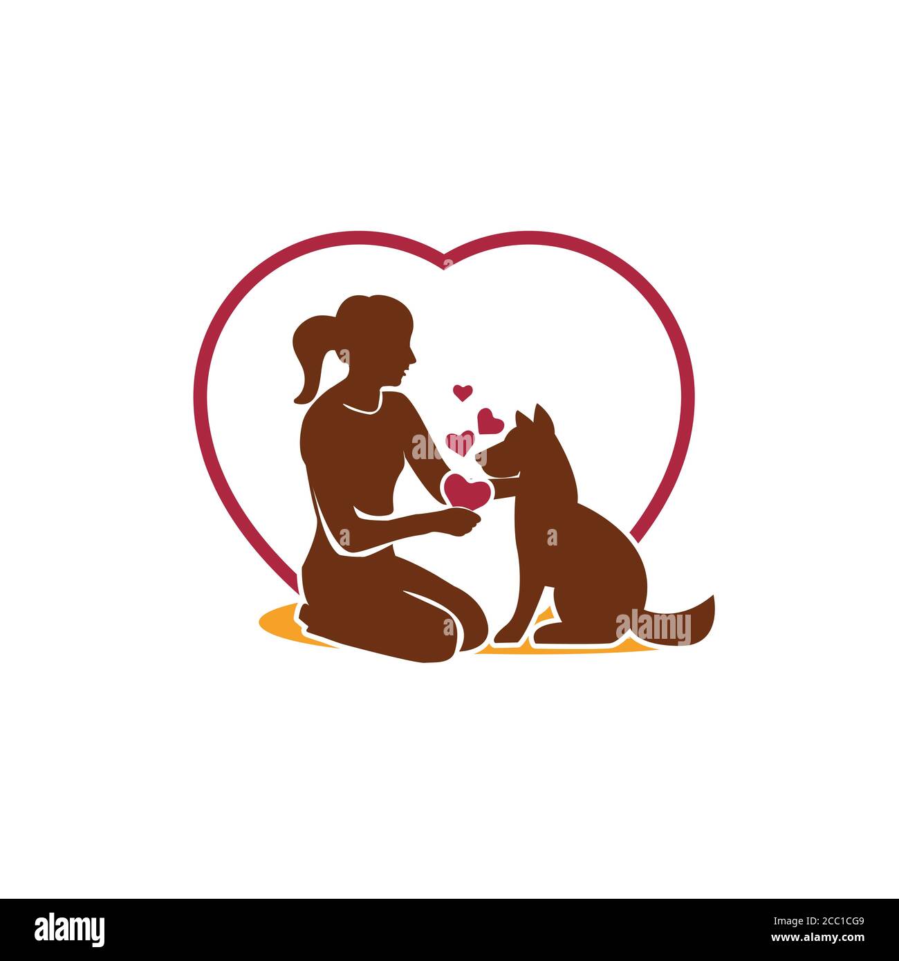 Vector concept design symbol women with dog. Love dog concept design ...
