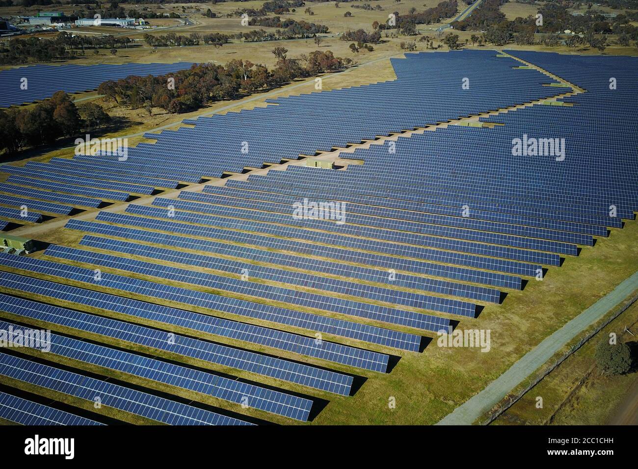 Aerial view of Solar farm Stock Photo - Alamy
