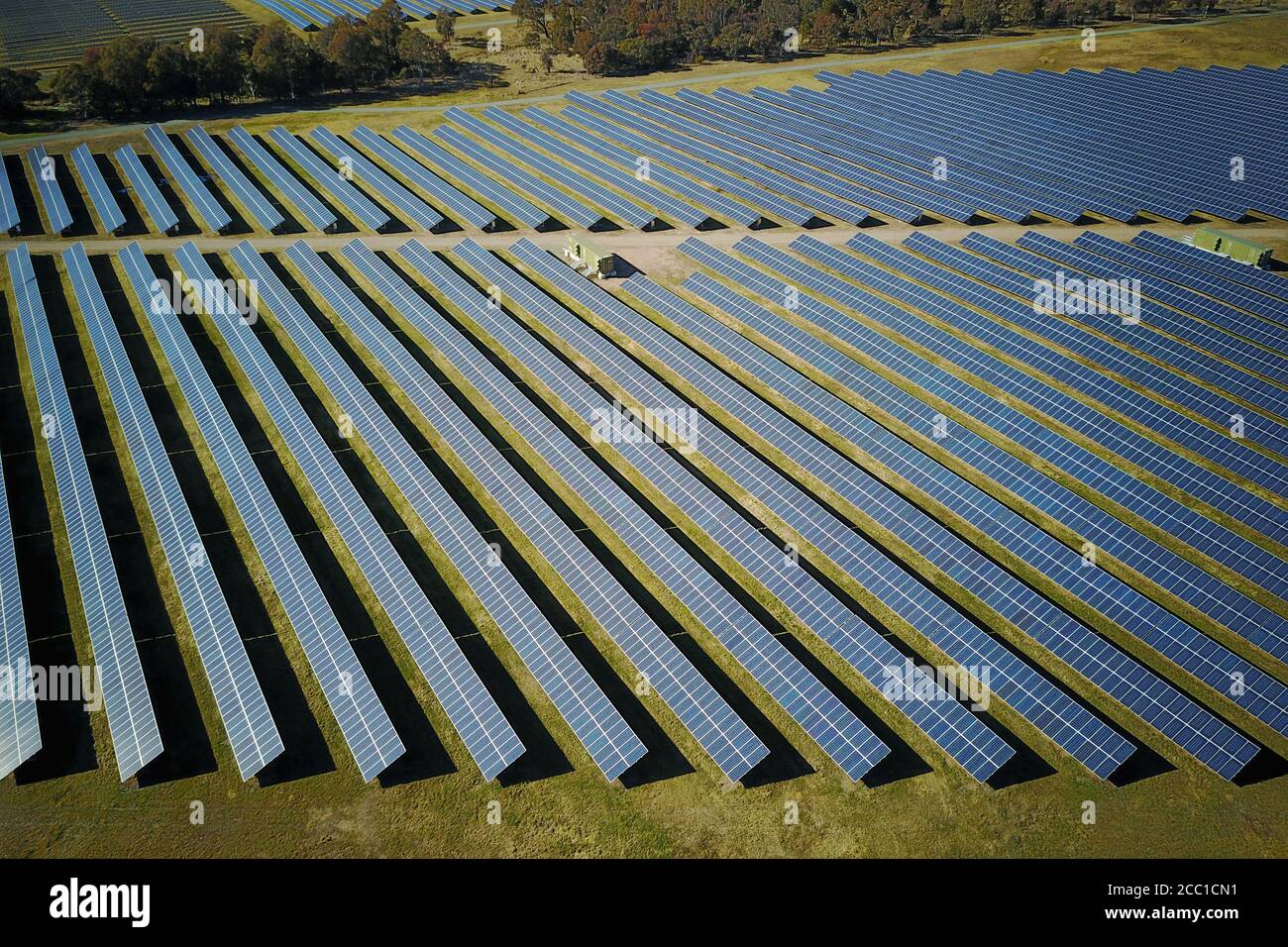 Aerial view of Solar farm Stock Photo - Alamy
