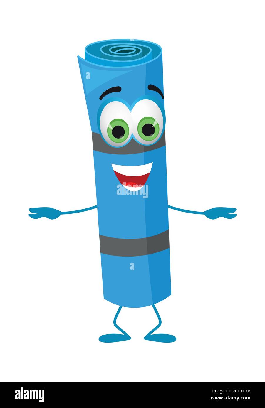 Funny fitness mat on white background, fitness collection, flat vector ...