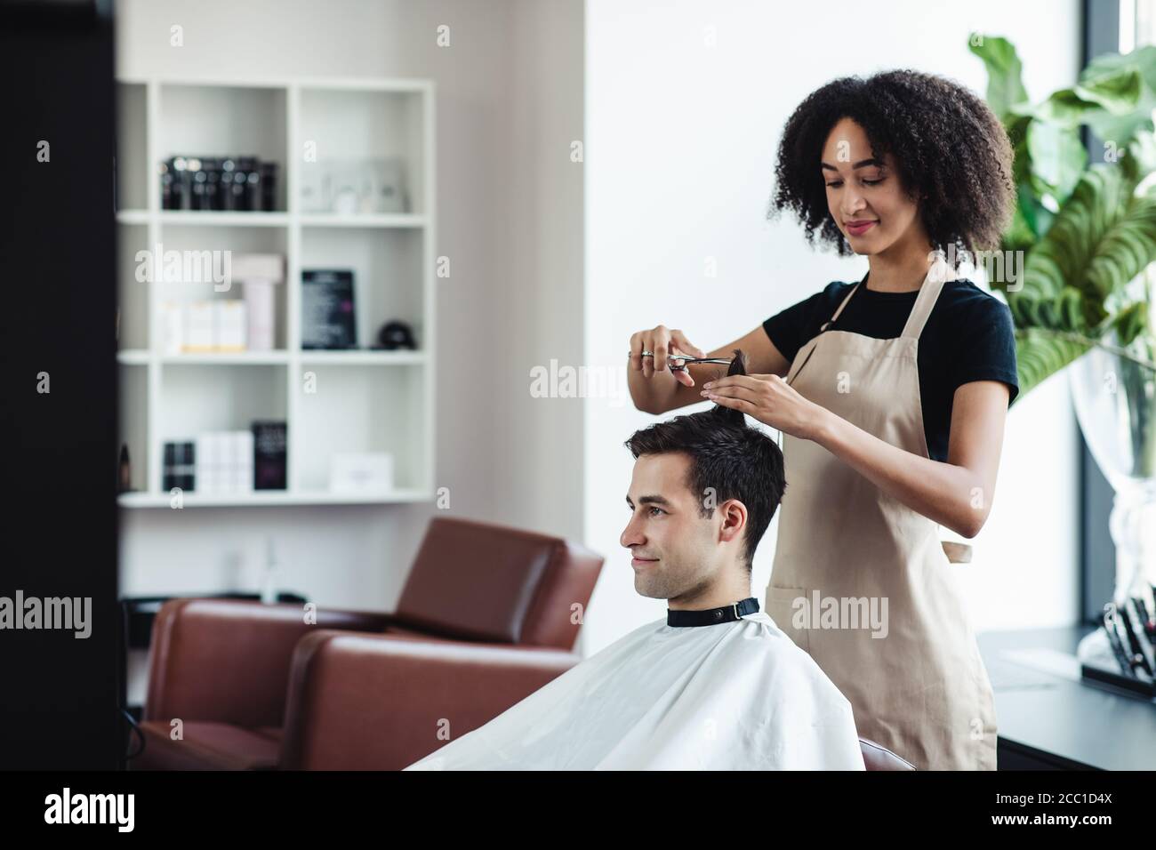 New haircut man hi-res stock photography and images - Alamy