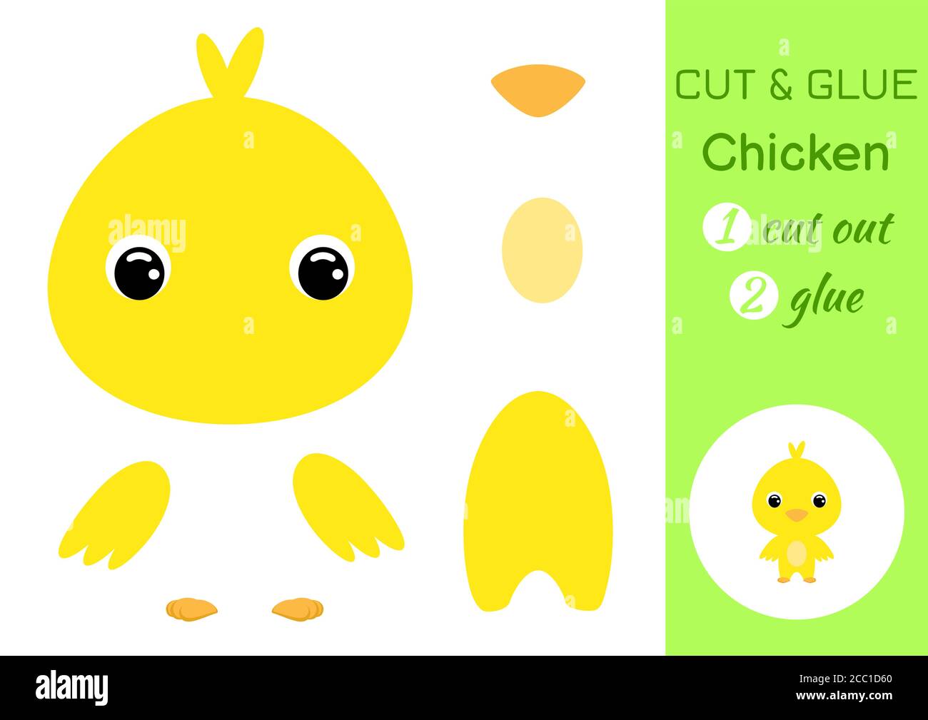Cut and glue baby chicken. Education developing worksheet. Color paper ...