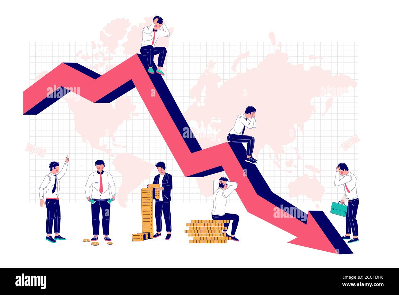 Financial problems in business, vector flat illustration Stock Vector ...