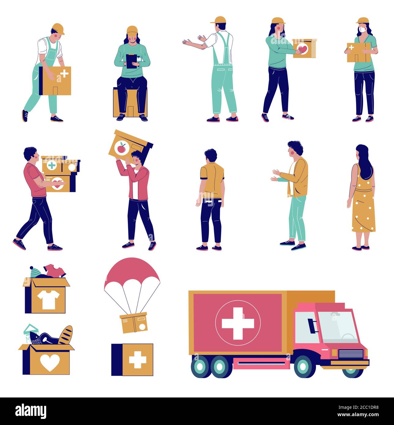 Humanitarian aid characters, vector flat isolated illustration Stock ...