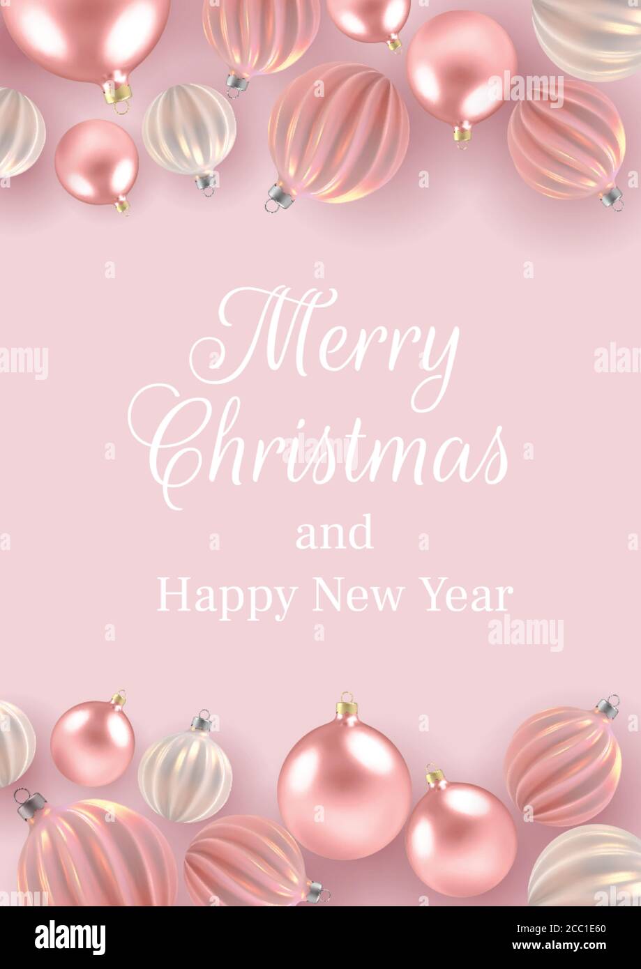 Christmas background with Christmas balls of pearl, a spiral balls on a ...