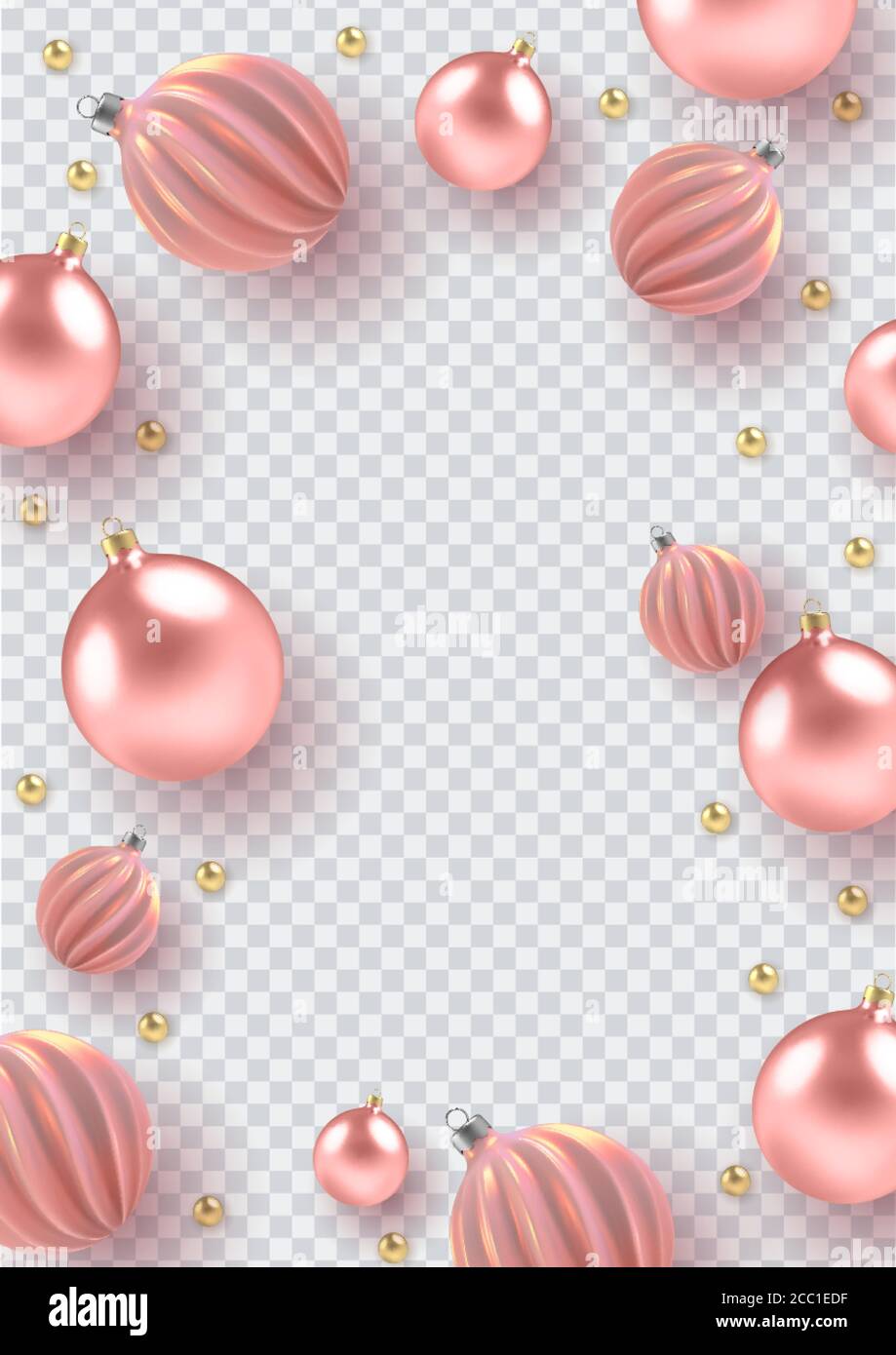 Christmas background with Christmas balls of pearl, a spiral balls on a ...