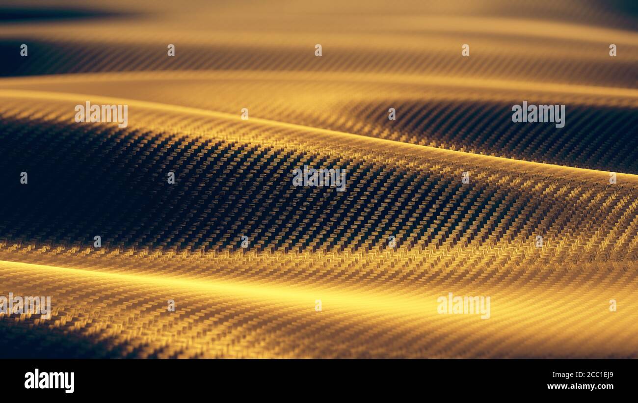 Carbon gold wave texture close-up background. 3D rendering Stock Photo ...