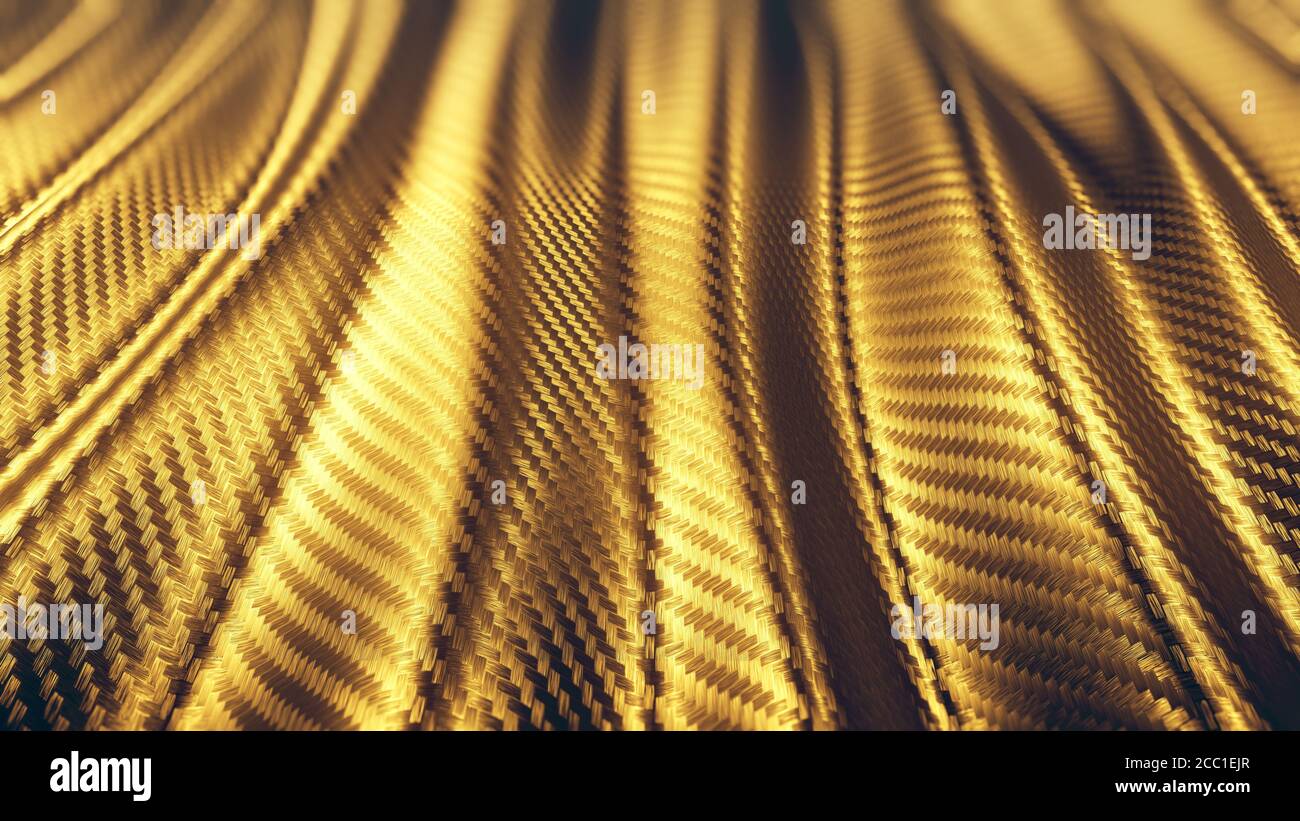 Wave gold carbon pattern background. Dark with lighting. 3D rendering ...
