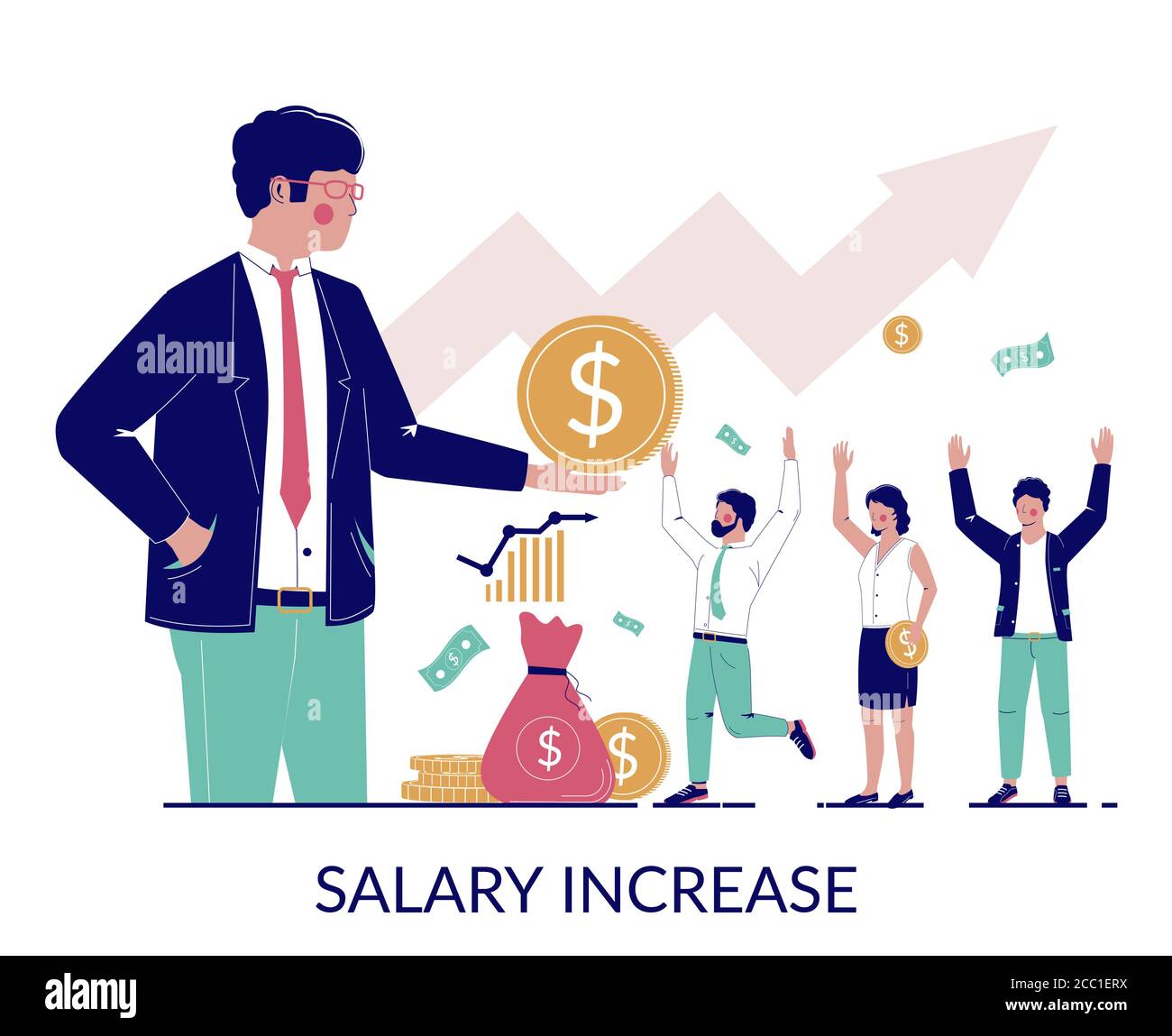 Salary increase, vector concept for web banner, website page Stock ...
