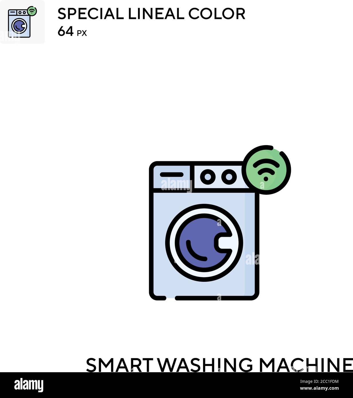 Smart washing machine Special lineal color vector icon. Smart washing ...