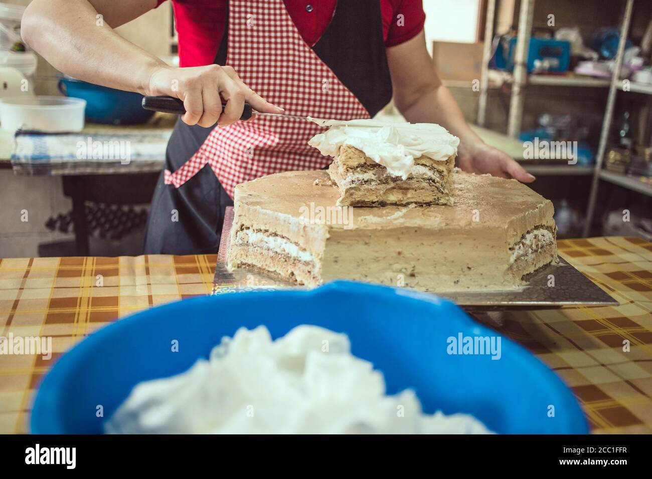 Professional female confectioner making dessert hi-res stock ...