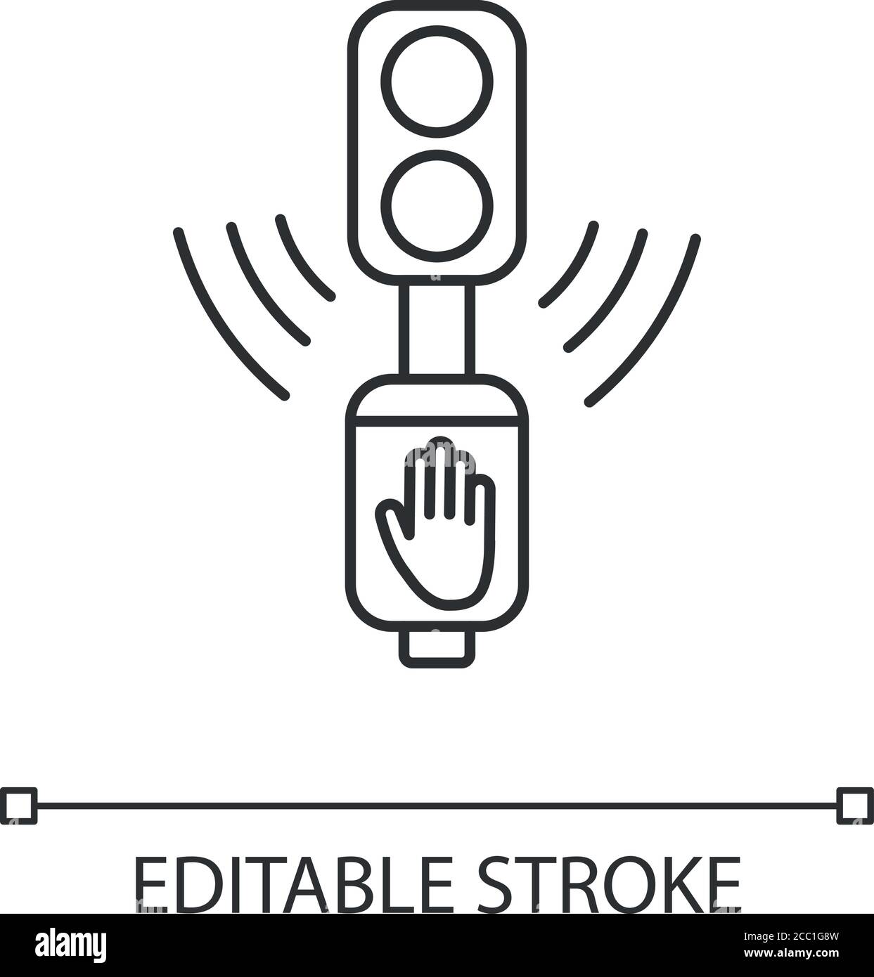 Acoustic traffic lights signals linear icon. Audible traffic signal for ...