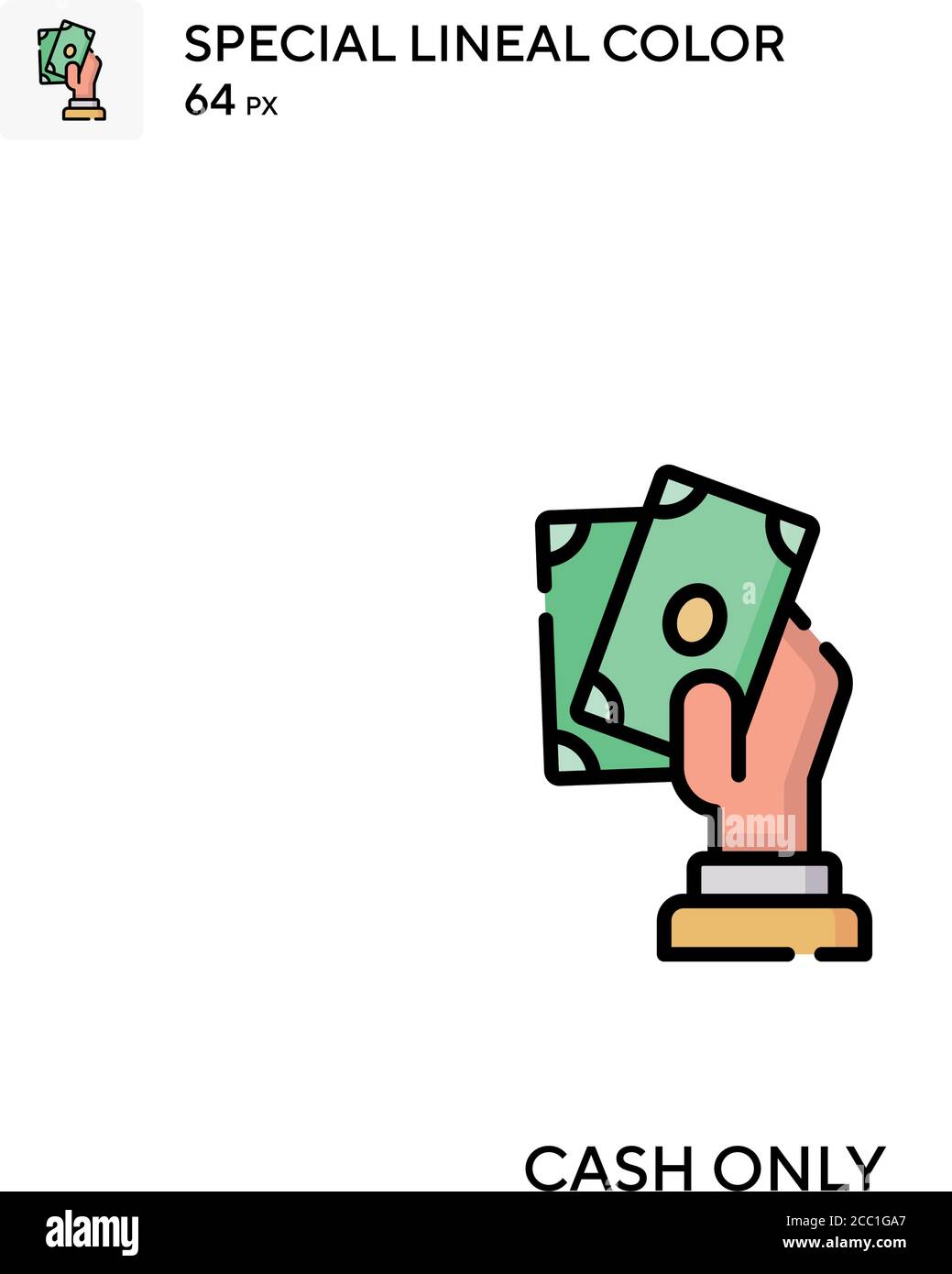 Cash only Special lineal color vector icon. Cash only icons for your ...