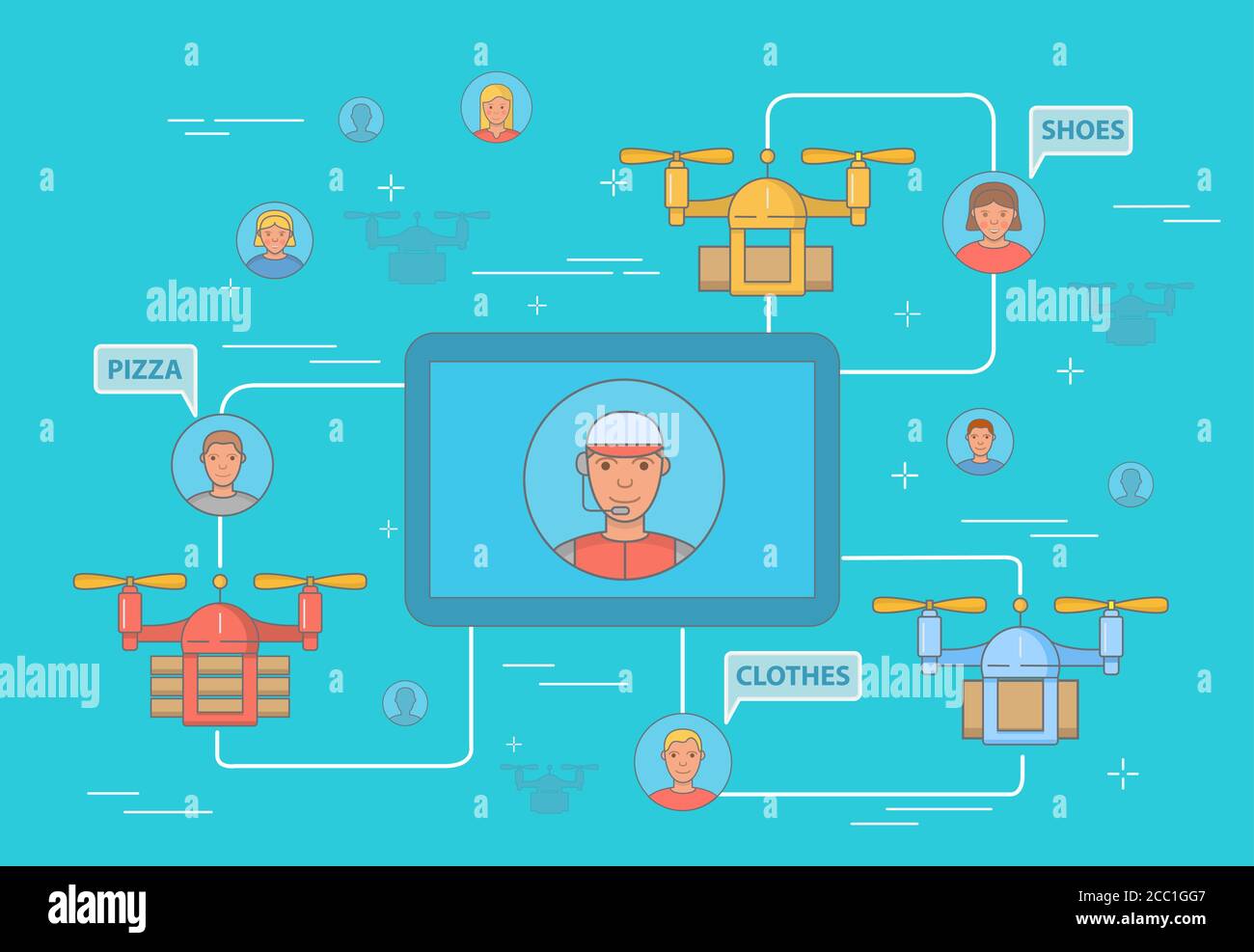 Drone delivery concept vector illustration in flat style Stock Vector ...