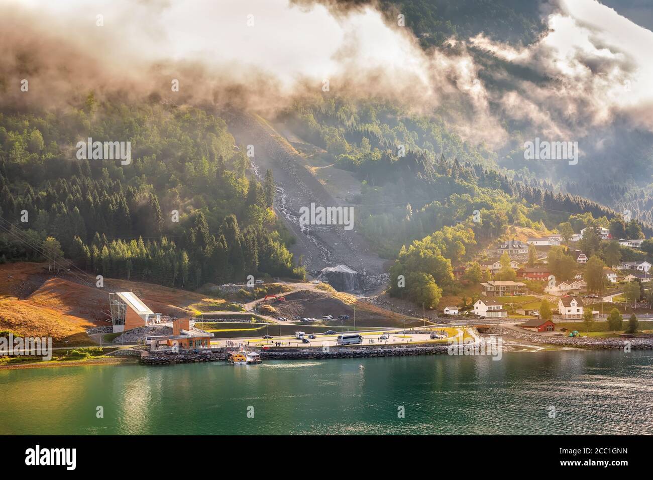Norway, Loen Skylift aerial tramway station in Stryn. The cable car ...