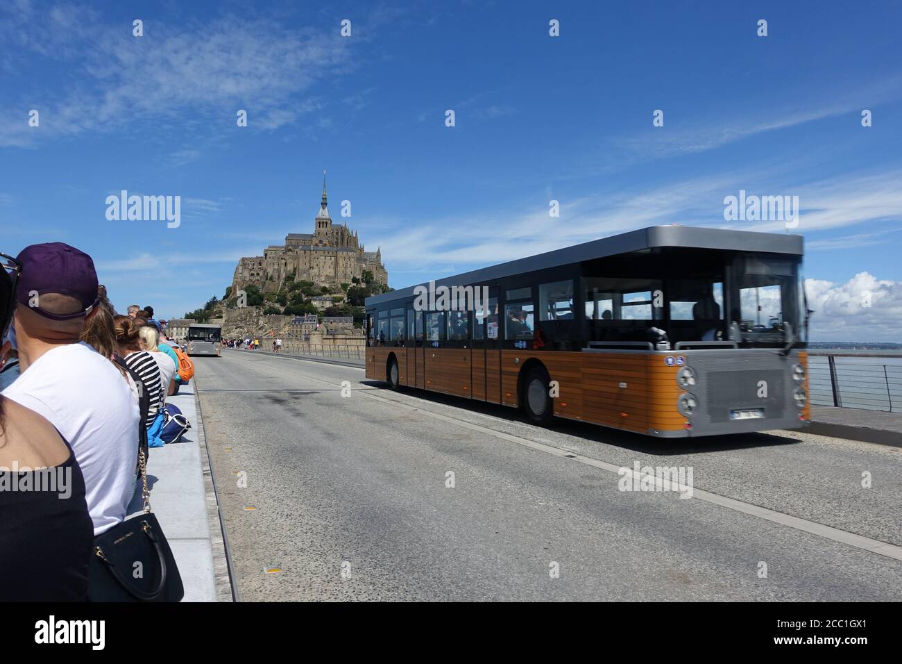 Mont St Michel, France: 26 July 2020: To get to Mont-Saint-Michel, a ...