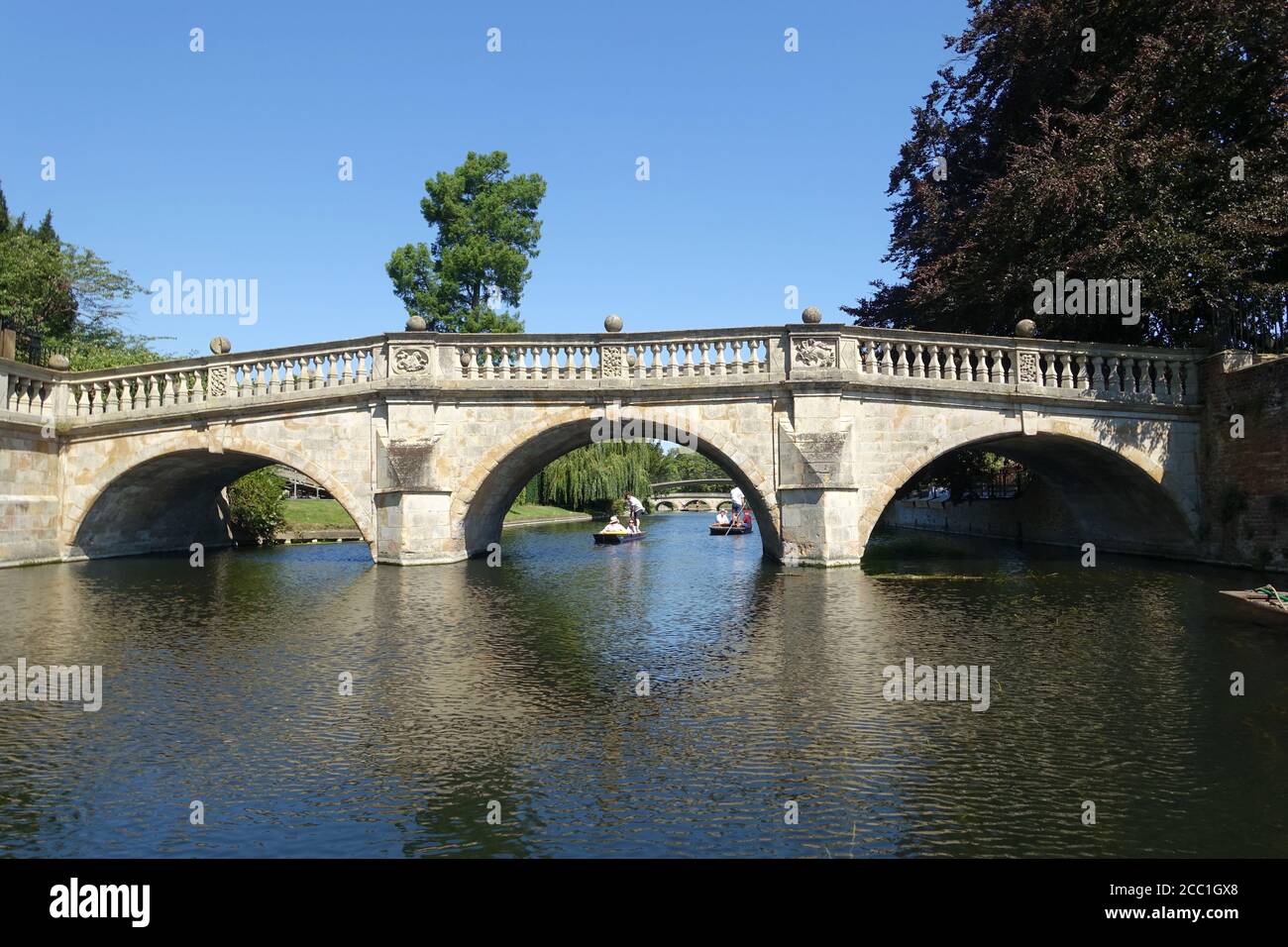 Cambridge, UK: July 2020; Clare college bridge in Cambridge with its ...