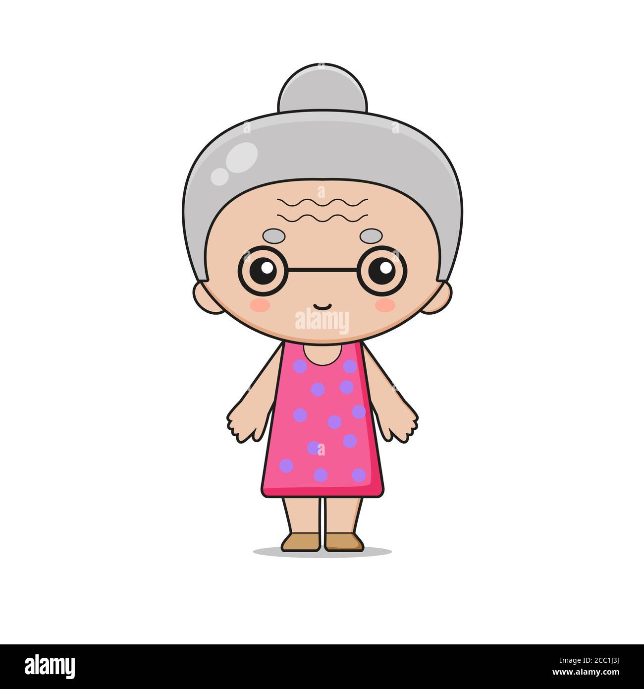 Cute Grandmother Mascot Character Illustration. Design isolated on ...