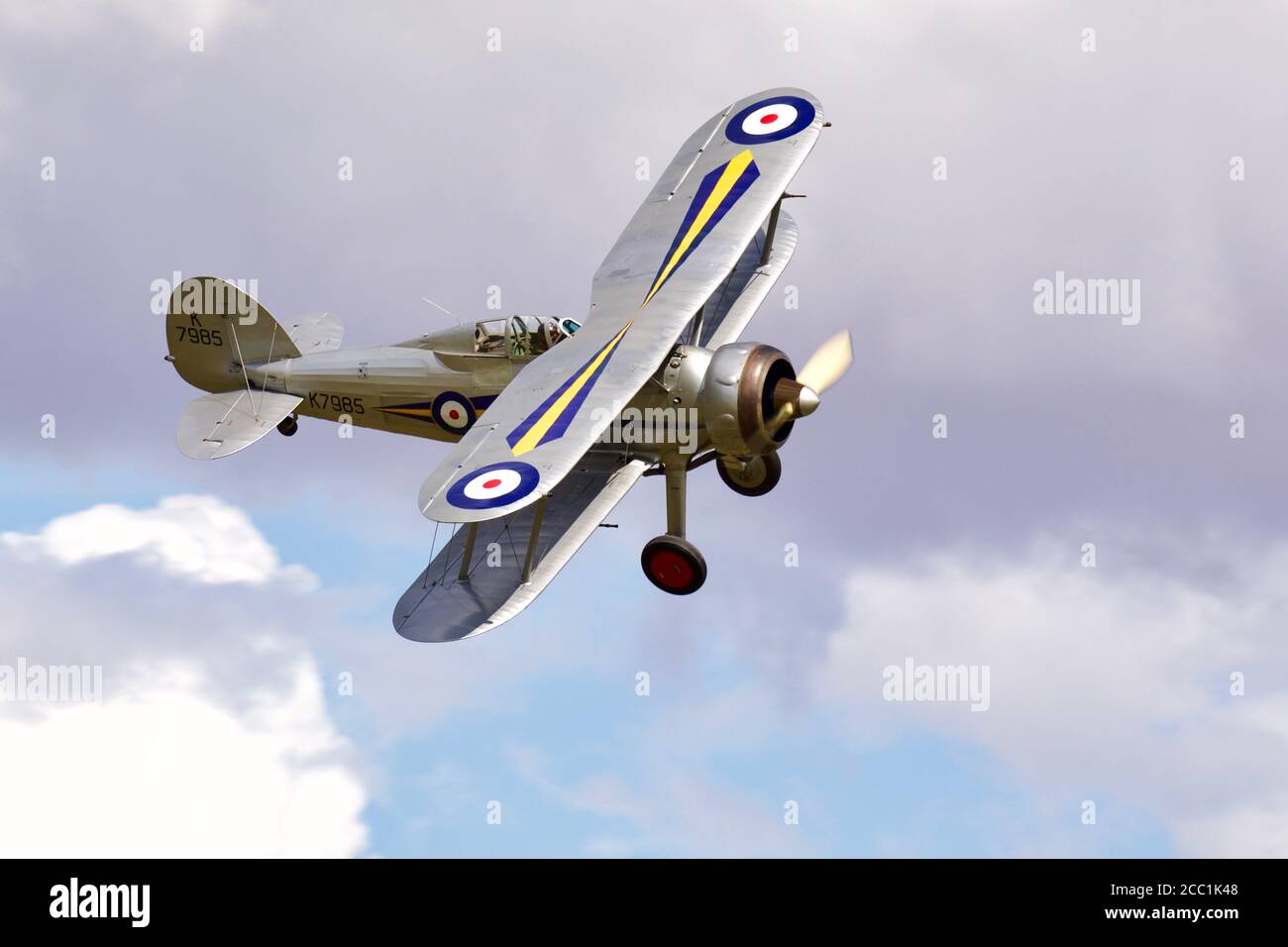 1938 Gloster Gladiator airborne at Shuttleworth Drive-in Airshow on the ...