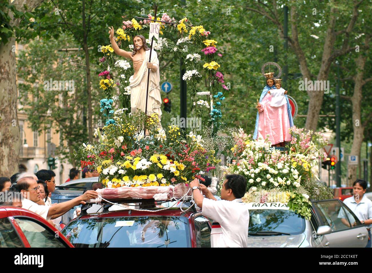 Turin, Piedmont/Italy -05/30/2004- “Santacruzan” is the religious ...