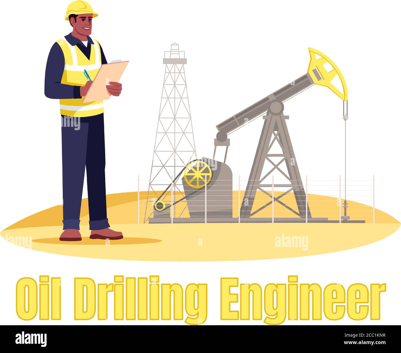Oil drilling engineer semi flat RGB color vector illustration Stock ...