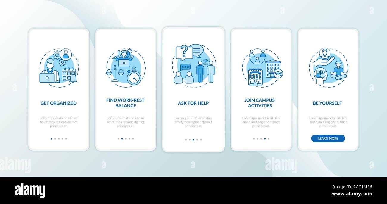 Student self organization onboarding mobile app page screen with ...