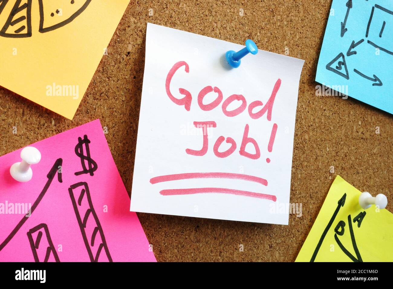 Memo stick with good job words. Employee performance appraisal concept ...