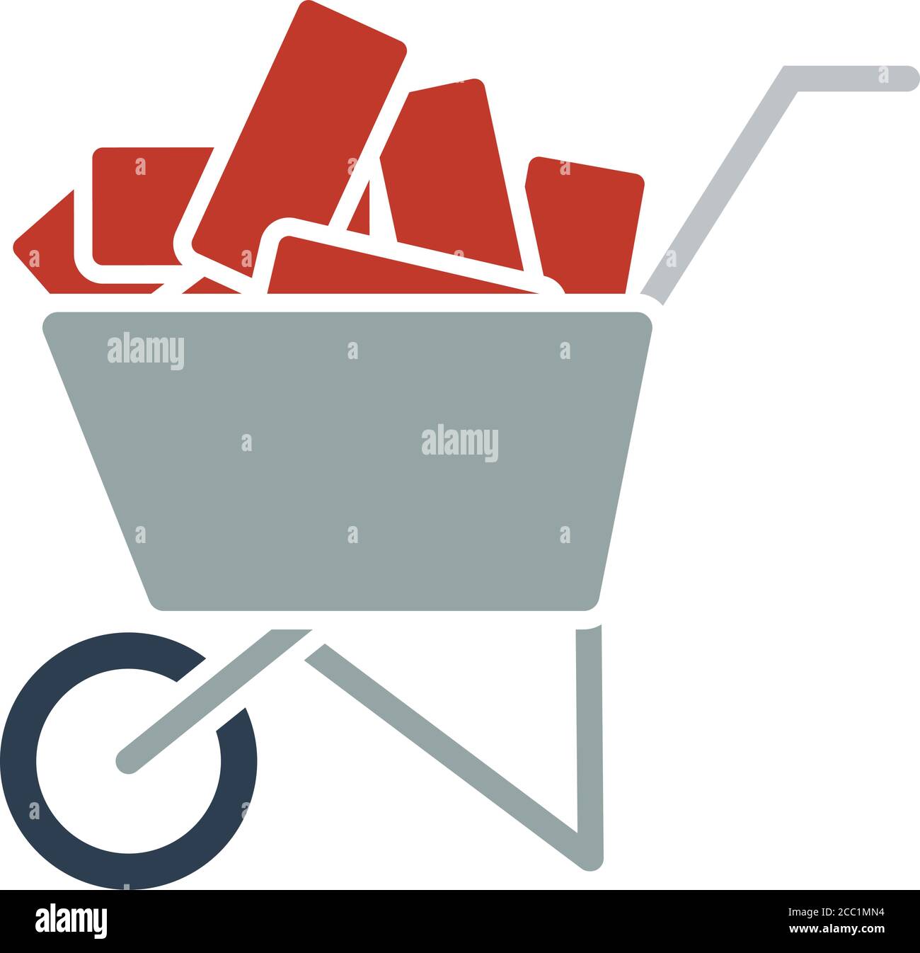 Icon Of Construction Cart. Outline With Color Fill Design. Vector ...