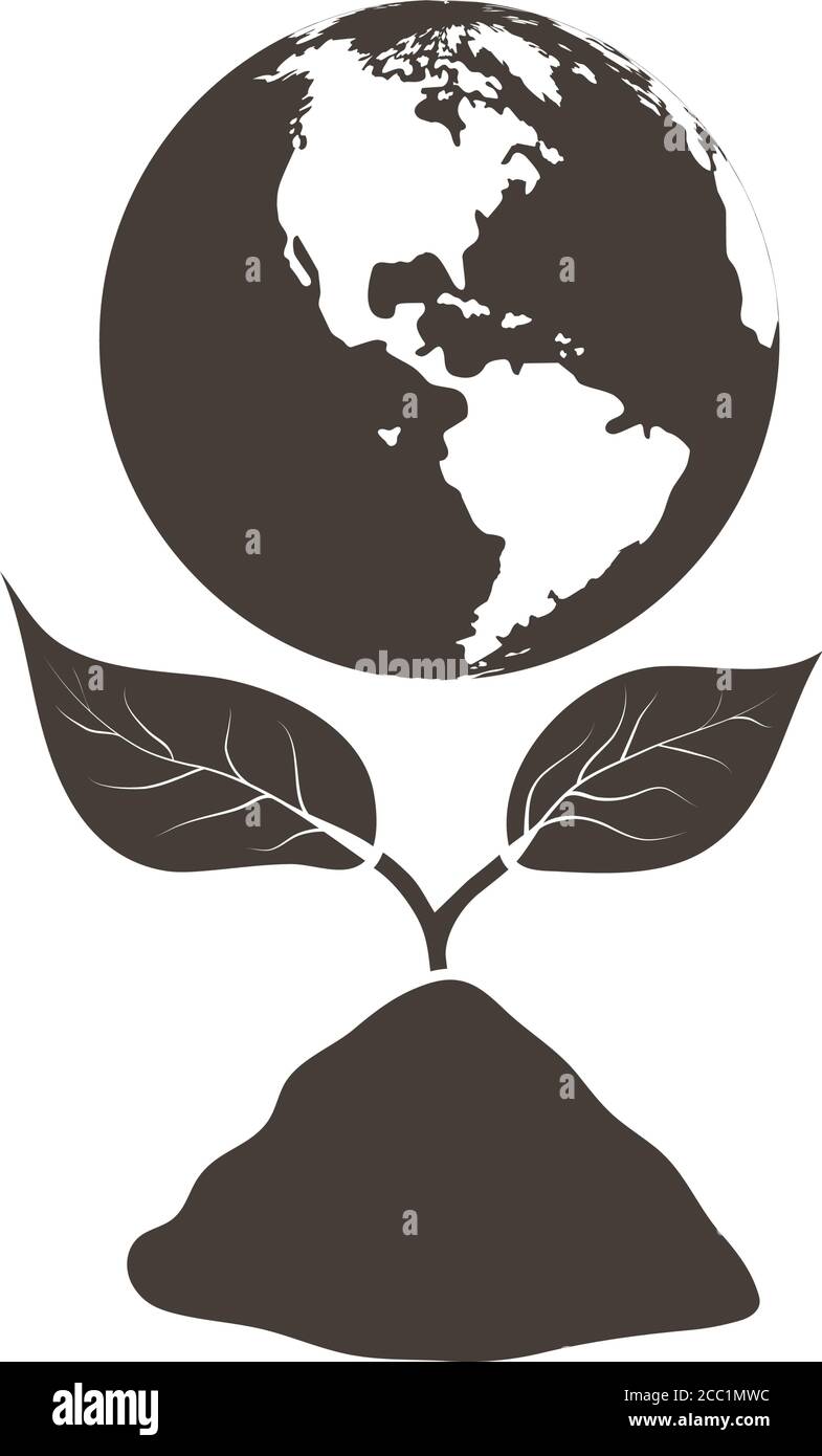 Earth day emblem with plant and planet. Vector illustration Stock ...