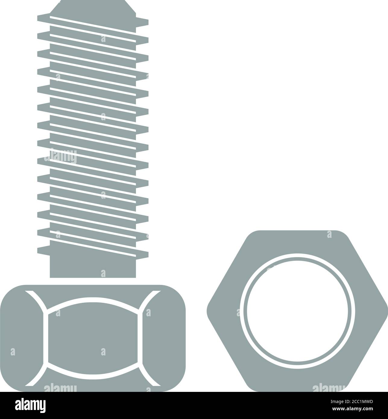 Icon Of Bolt And Nut. Outline With Color Fill Design. Vector ...