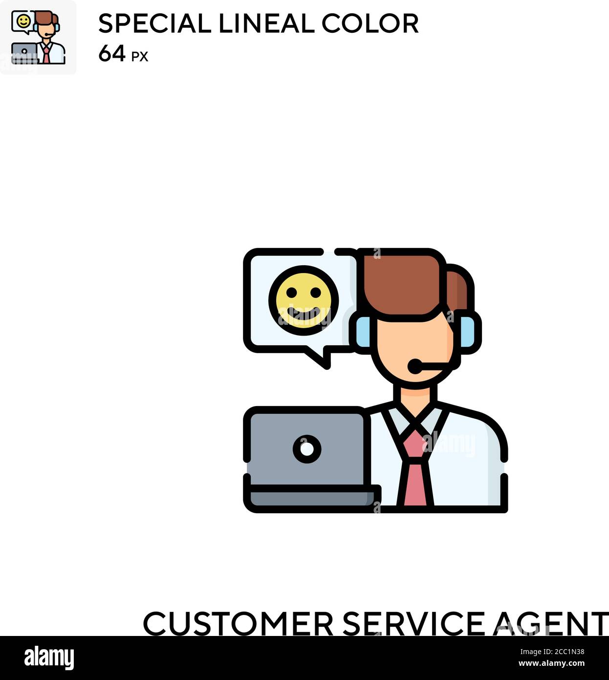 Customer service agent Special lineal color vector icon. Customer ...