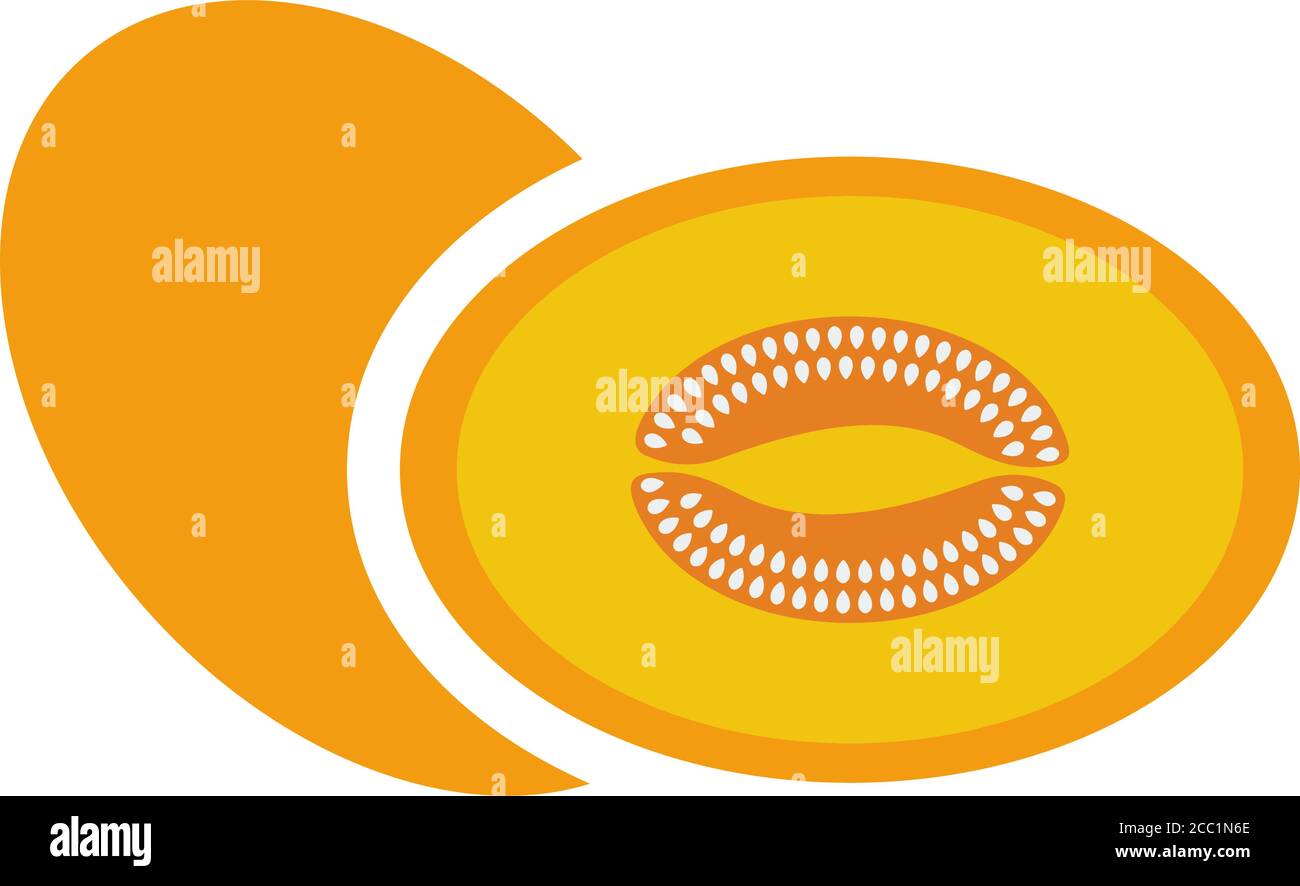 Melon Icon. Flat Color Design. Vector Illustration Stock Vector Image ...