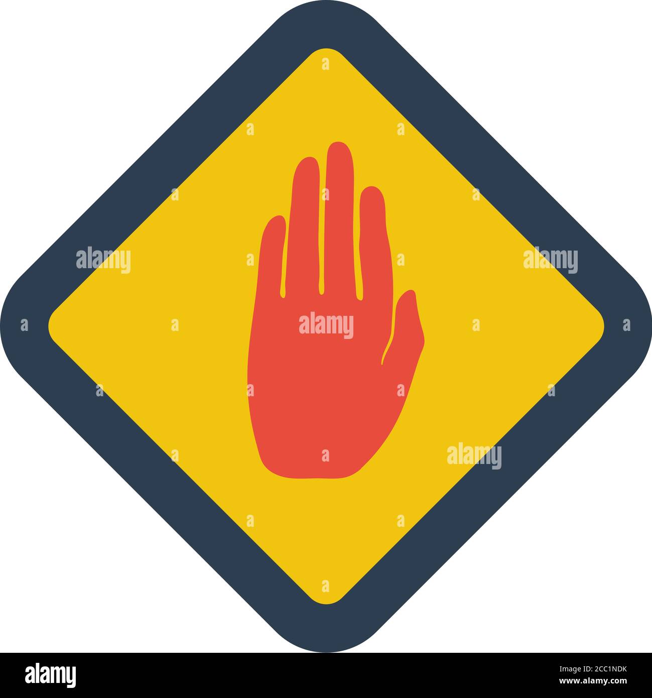 Icon Of Warning Hand. Outline With Color Fill Design. Vector ...