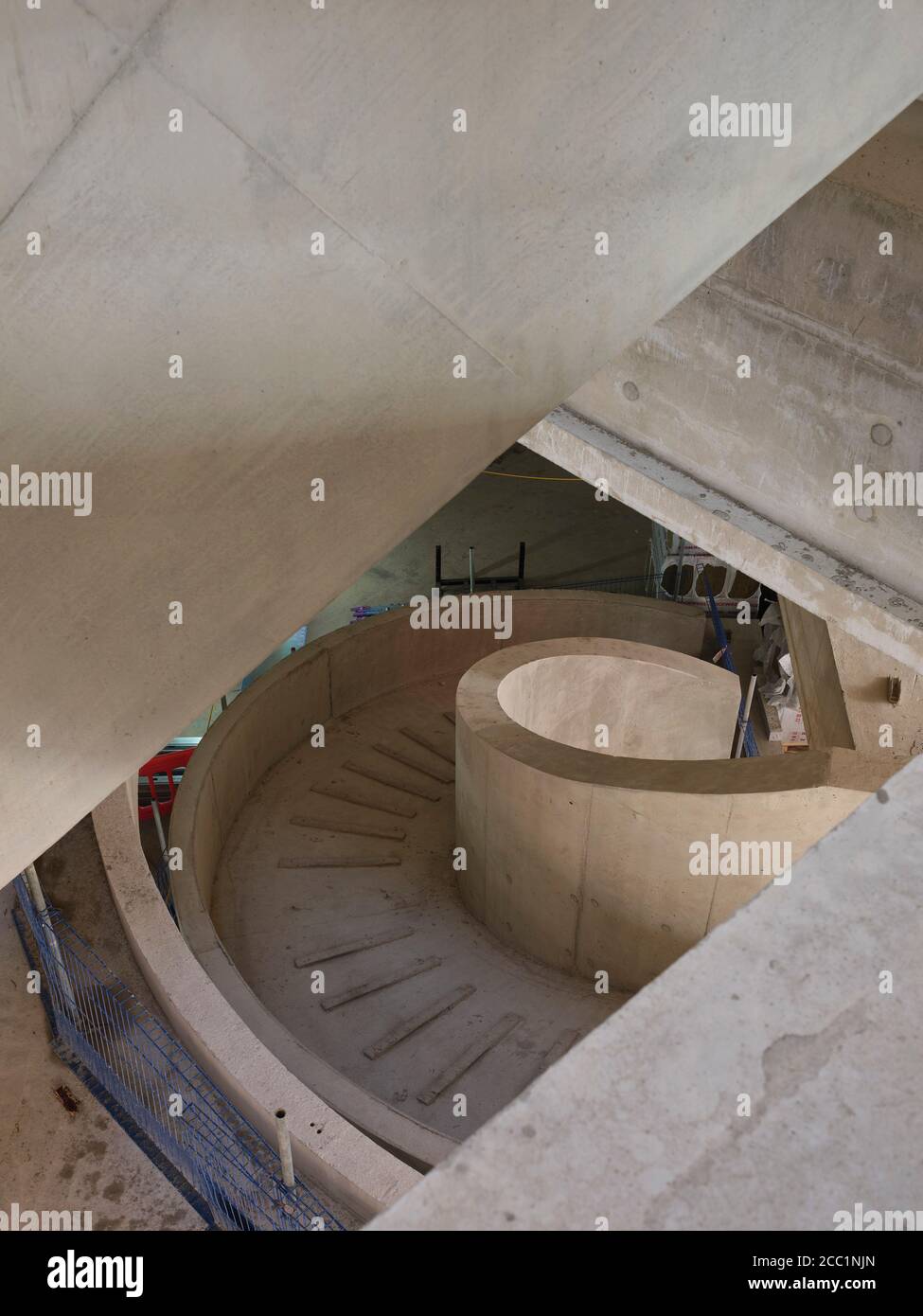 View down to concrete stair through structure. The Marshall Building ...