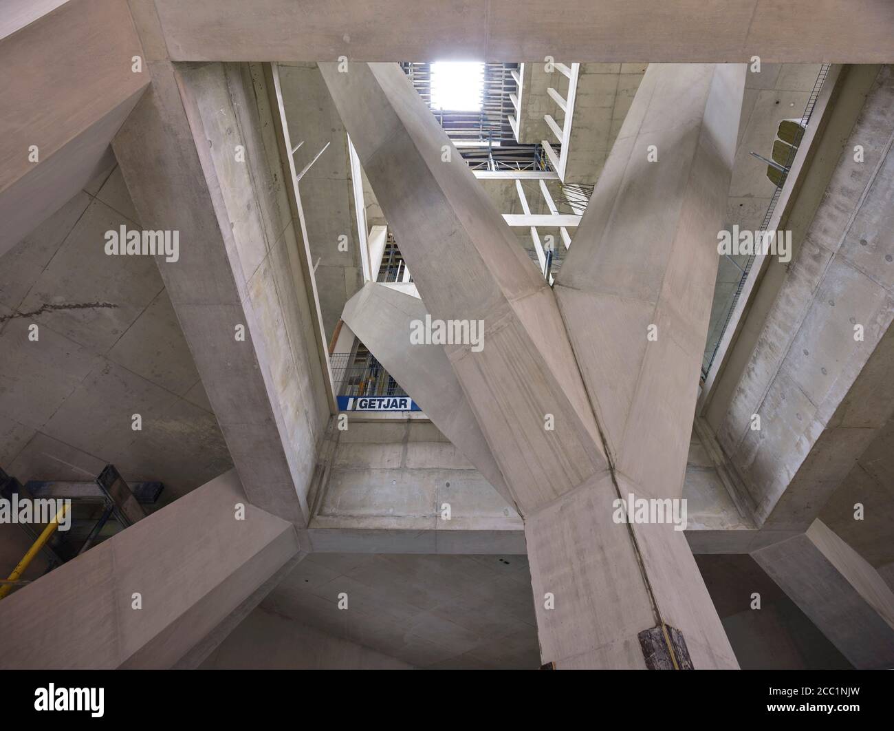 View upwards to concrete tree column in lightwell. The Marshall ...