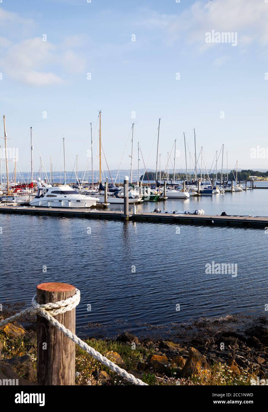 View of the Rhu Marina on the Gareloch, Scotland with motor cruisers ...