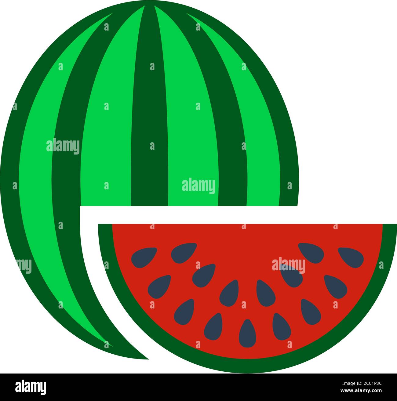 Watermelon Icon. Flat Color Design. Vector Illustration Stock Vector ...