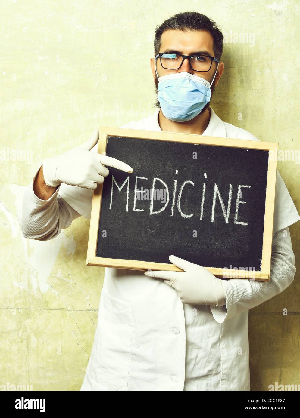 Bearded man, long beard. Brutal caucasian doctor or unshaven hipster ...