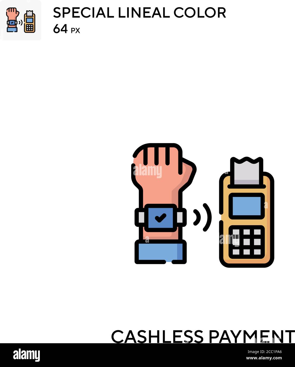 Cashless payment Special lineal color vector icon. Cashless payment ...