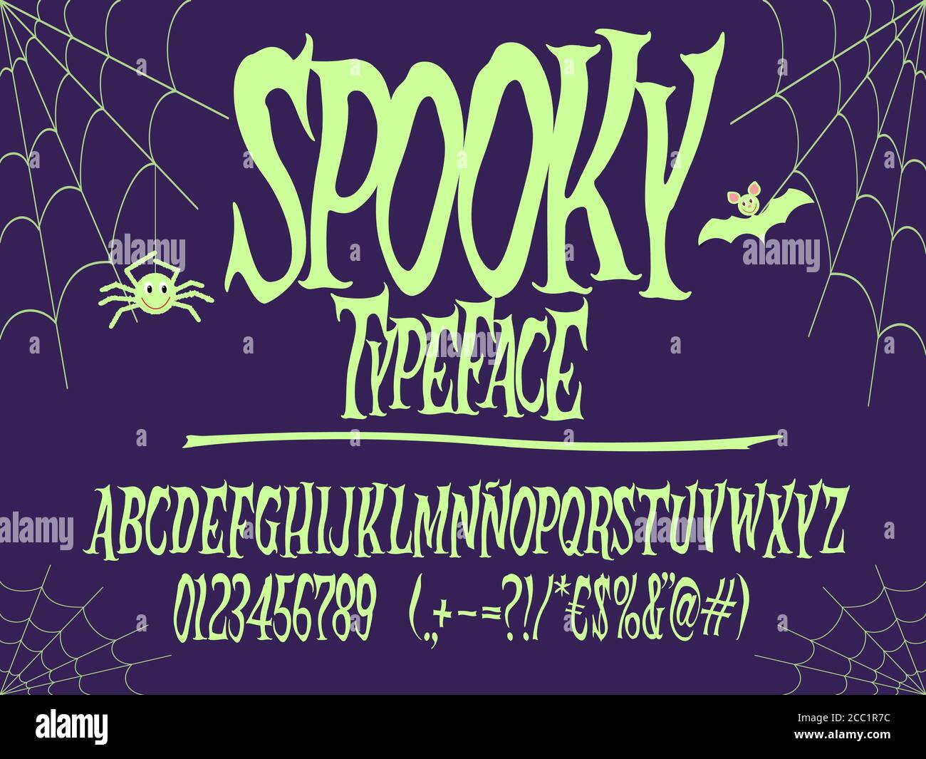 Spooky font. Hallowen letters illustration. Vector alphabet with ...