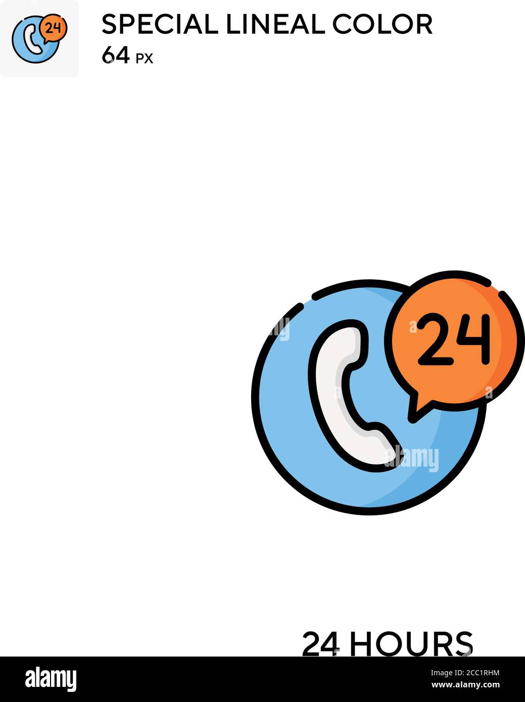 24 hours Special lineal color vector icon. 24 hours icons for your ...