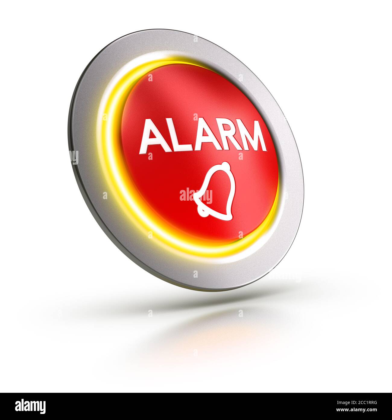 3D illustration of a red alarm button over white background Stock Photo ...