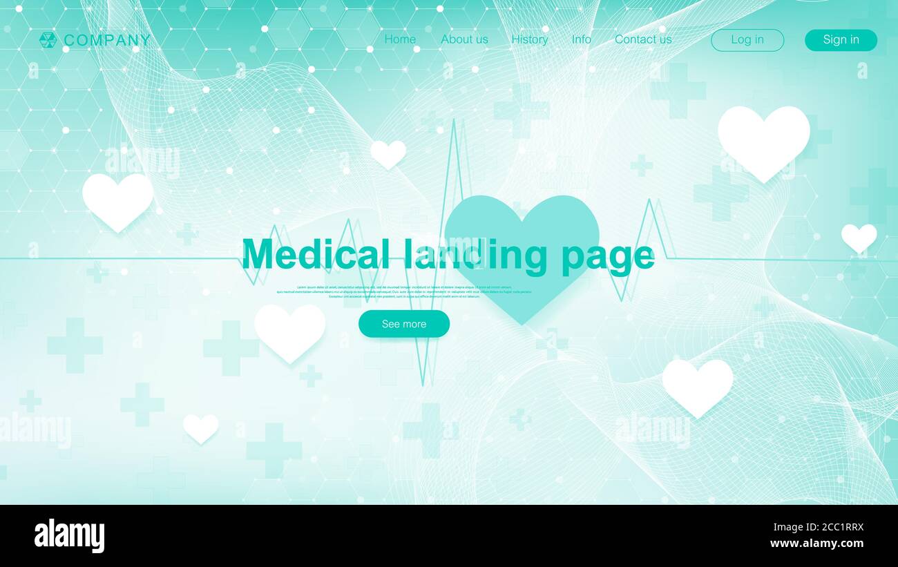 Medical landing page template design. Abstract health care banner ...