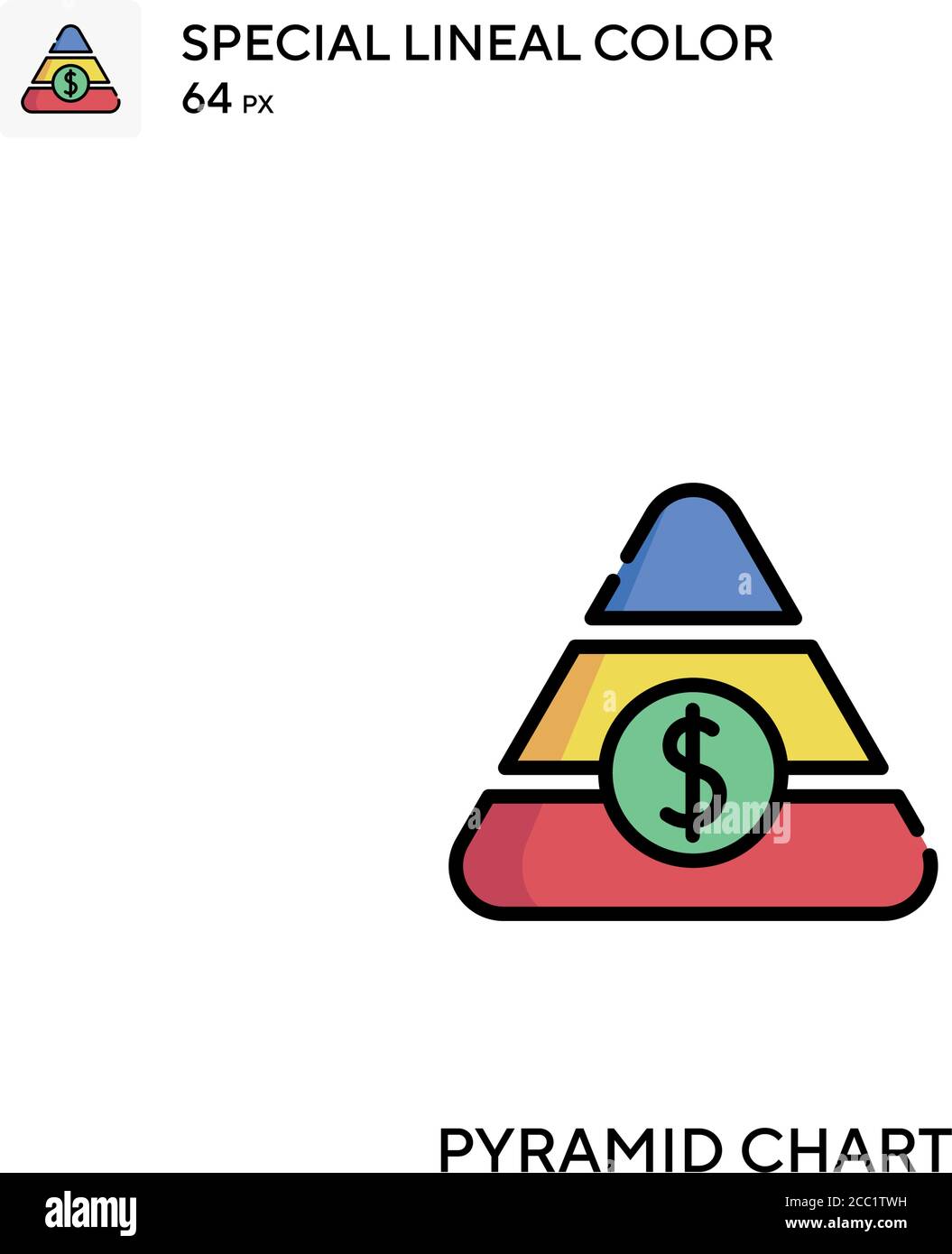 Pyramid chart Special lineal color vector icon. Pyramid chart icons for ...