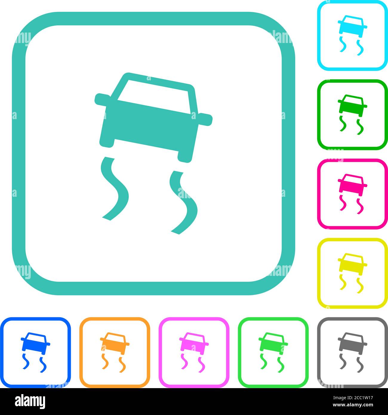Slippery road dashboard indicator vivid colored flat icons in curved ... Slippery road dashboard indicator vivid colored flat icons in curved ...